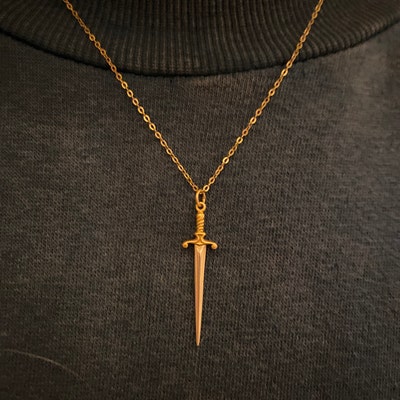 Sword Charm Necklace, Sterling Silver Sword Necklace, Sword Pendant ...