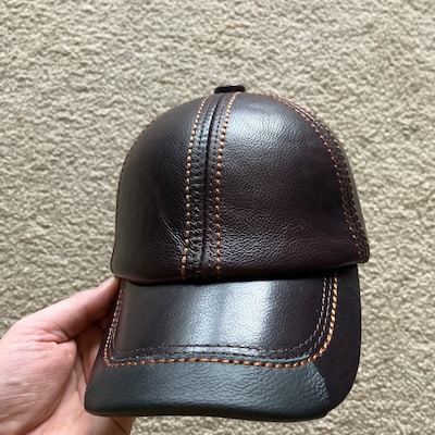 Solid Color Leather Baseball Cap - Etsy