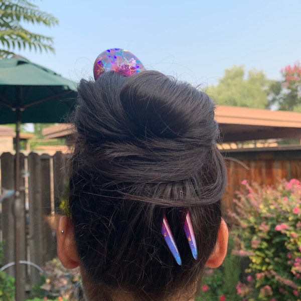 Glowing in the Dark, Crescent Moon Hair Fork, Horn Hair Stick, Kanzashi ...
