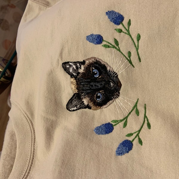 Custom Pet Embroidery on a Sweatshirt, Custom Dog Crewneck Sweatshirt ...