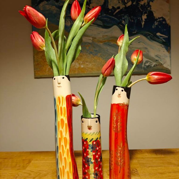 Crazy Family Ceramic Bud Vases • Pottery Vases for Dried Flowers ...