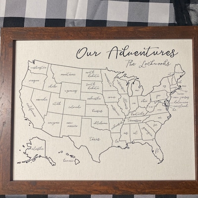 Personalized Push Pin Map of the United States With Cotton Canvas - Etsy