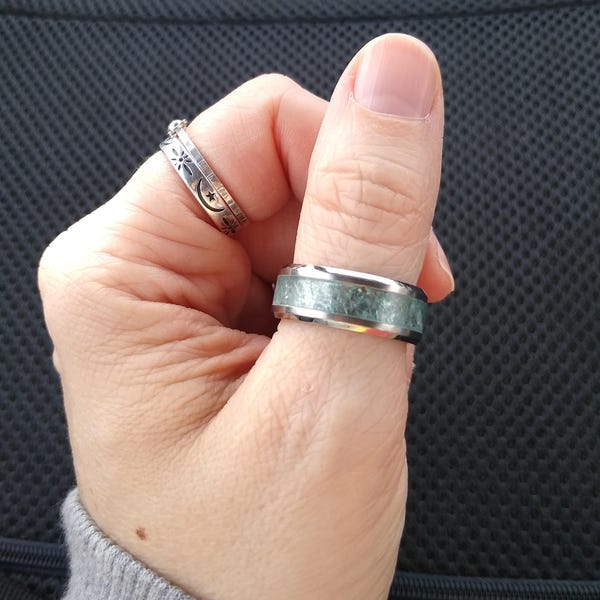 Dark Serenity Ring Amethyst Crystal Inlay, Tungsten Titanium Ceramic ...