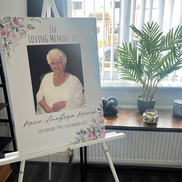 PRINTED Funeral Welcome Board Sign | Roses | Memorial Board Sign ...