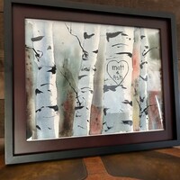 Custom Initial Birch Tree Painting, Birch Tree Art, Initials Painted ...