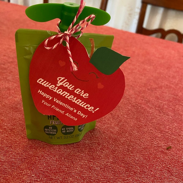 Awesomesauce Applesauce Valentine - Classroom Valentine, Kids Valentine ...