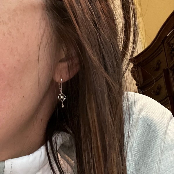 Extra Small Sterling Silver Flower Earrings on Lever Backs, Petite ...