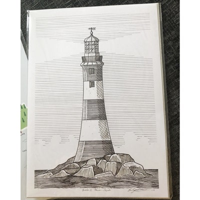 Lighthouse Print, Wyre Light. Signed A4 Print Hand Illustrated - Etsy