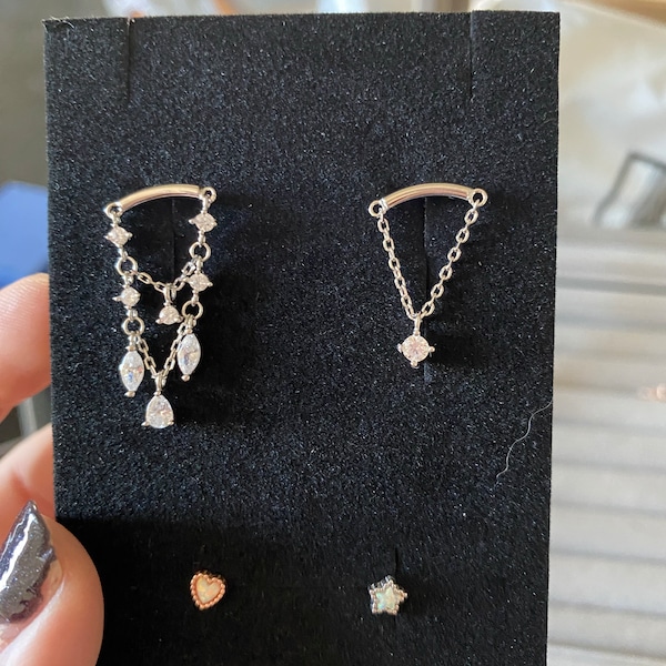 Emerald Piercing,baguette,marquis,drop Pendant,helix Piercing,screw Back,stud Piercing by ...