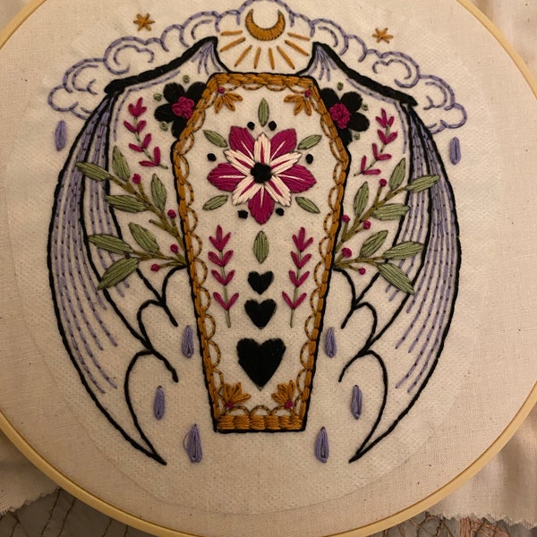 Cute Coffin Embroidery PDF Pattern | Wiccan Embroidery Pattern PDF ...