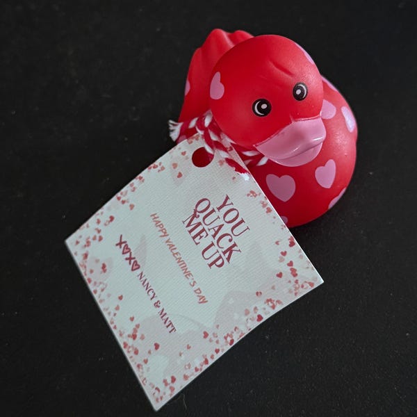 Rubber Duck Valentine Favor, You Quack Me up Valentine Tag, Rubber Duck ...