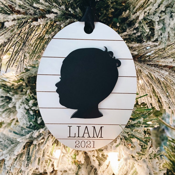 Silhouette Ornament. Custom Silhouette Keepsake Gift Ornament. Kids ...