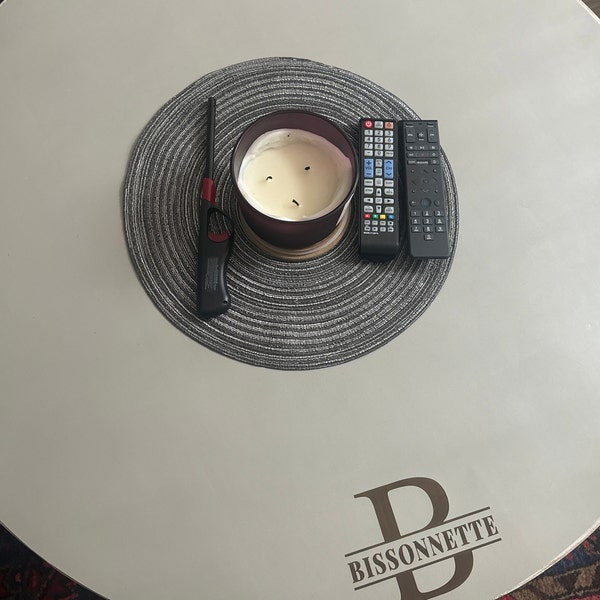Custom Made Leather Round Table Mat , Leather Mat , Recycled Leather ...