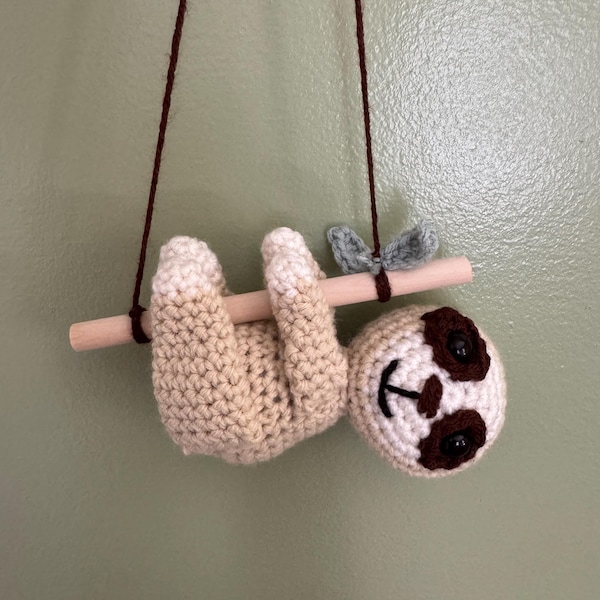 CROCHET PATTERN Hanging Sloth, Crochet Mini Sloth Pattern, Crochet Car ...