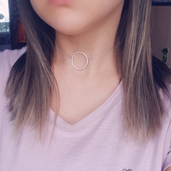 Large Ring Day Collar, Sterling Silver, Very Delicate and Discreet Day ...