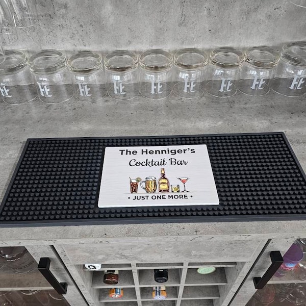 Personalized Cocktail Bar With Drinks Bar Mat, Customized Bar Mat, Home ...