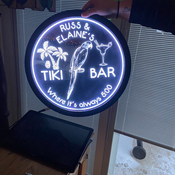 Custom Tiki Bar Sign LED Wall Sign Neon Like - Color Changing Remote ...
