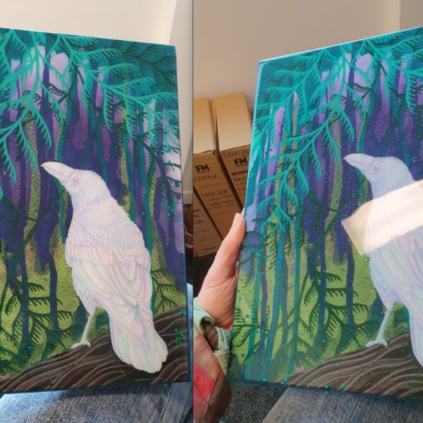 White Raven Print, Watercolour Raven Art, Colourful Raven Painting ...