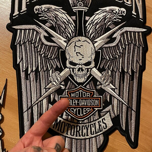 WINGS SKULL Large Back Patch für Bikerweste nach Maß - Etsy.de