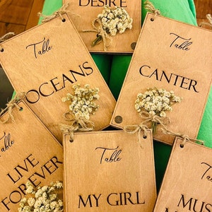 Eucalyptus & Floral Wood Wedding Table Numbers, Rustic Wedding Wooden ...