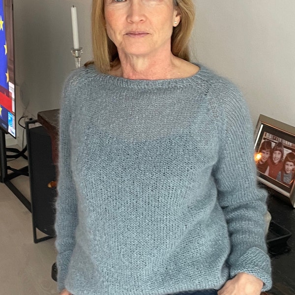 Set of 2 Knitting Patterns Mohair Top Down Sweater Raglan Mohair ...