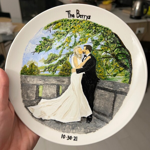 Custom Wedding Dessert Plate – Hand Painted From Photo, Personalized ...