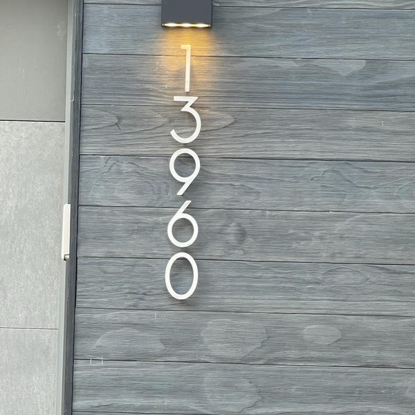 Floating House Numbers - 4 Inch White Metal Address Numbers - Etsy