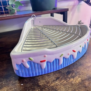 Ceramic Corner Pan Litter Box With Grid Potty Train Chinchilla Rat ...