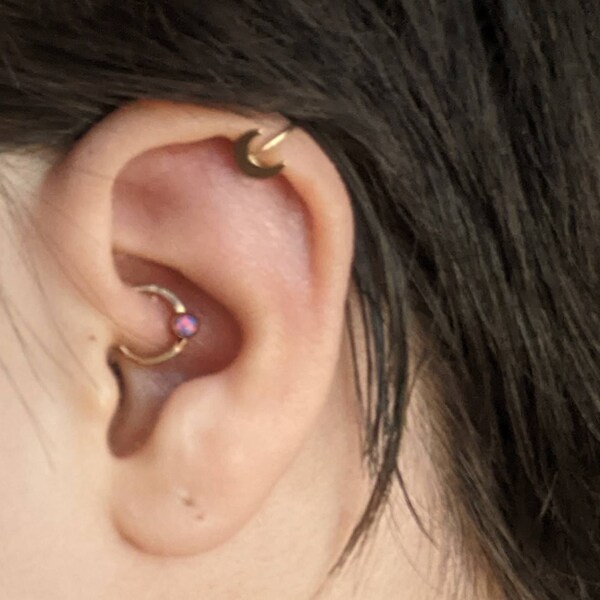 Gold Moon Cartilage Ring, Gold Filled Cartilage Hoop, Small Cartilage ...