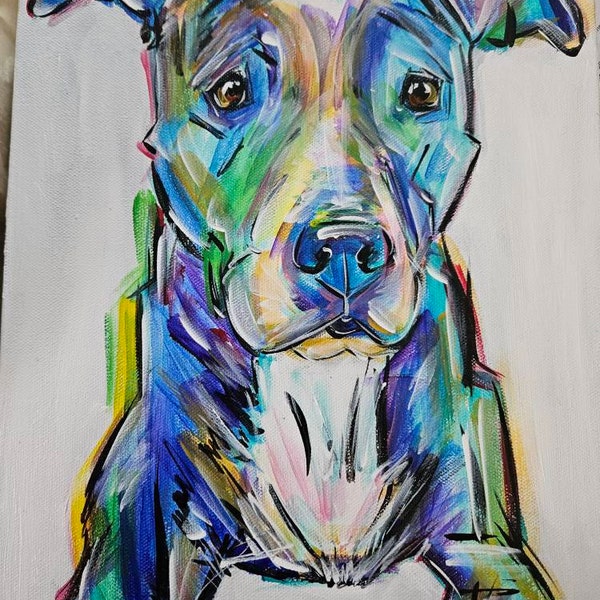 Colorful Pet Art, Custom Dog Paintings, Custom Pet Portrait, Acrylic on ...