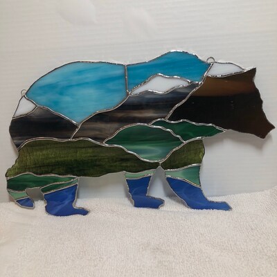 Bear Pattern Stained Glass Panel Printable Pattern Digital Download PDF ...