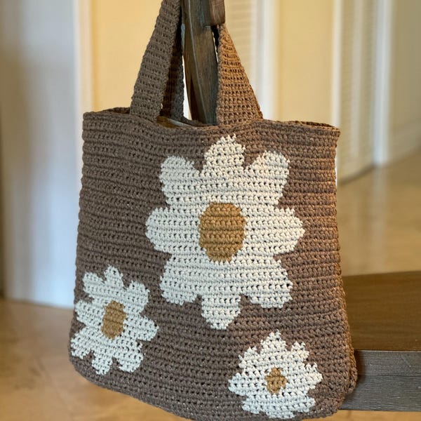 The Daisy Day Tote PDF DIGITAL DOWNLOAD Crochet Pattern, Cute Crochet ...