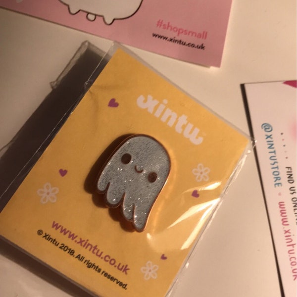Glitter Ghost Enamel Pin - Etsy