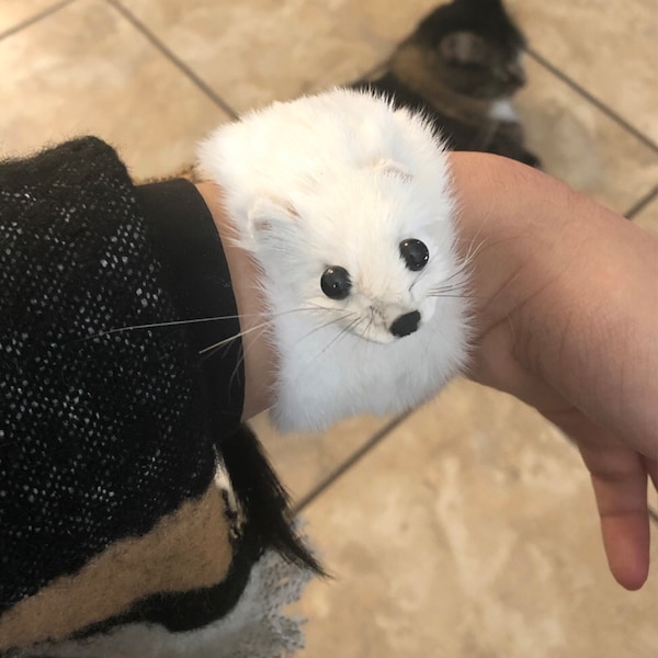 Weasel Slap Bracelet, Sherman the Ermine, White Ermine Slap Bracelet ...