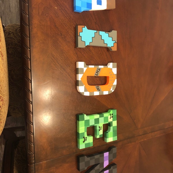 Minecraft Wooden Letters/hand Painted Letters/boys Room Decor/steve ...