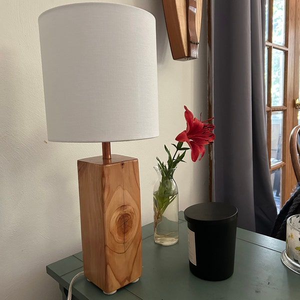 Rustic Wooden Table Lamp: Reclaimed Wood Beam Table Lamp Handcrafted ...
