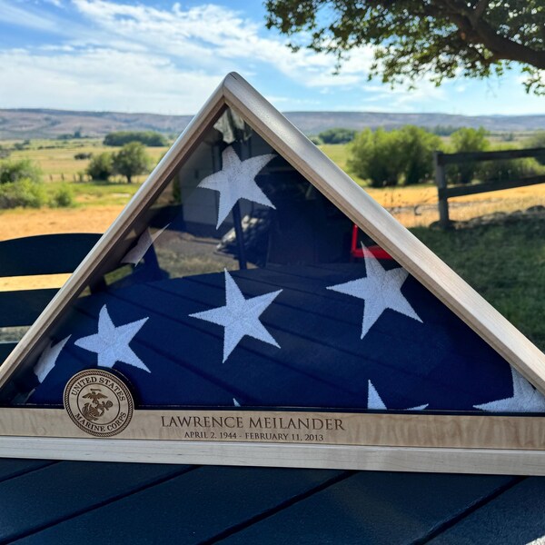Personalized Memorial Flag Display Case for a 5' X 9.5' Burial or ...