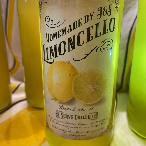 Limoncello Labels - Vintage Style - Customized Label for Lemon Liqueur ...