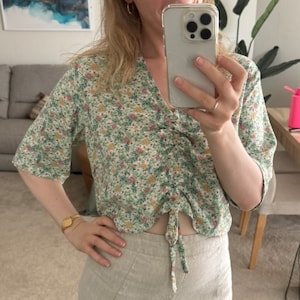 Drawstring Ruched Top Sewing Pattern PDF, Women's Blouse Sewing Pattern ...