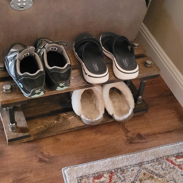 8" Depth Industrial Shoe Rack, Shoe Storage, Shoe Rack, Entryway Shoe ...