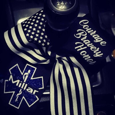 Red Line Firefighter Cheer Bow Blue Line Police Hairbow EMS White - Etsy