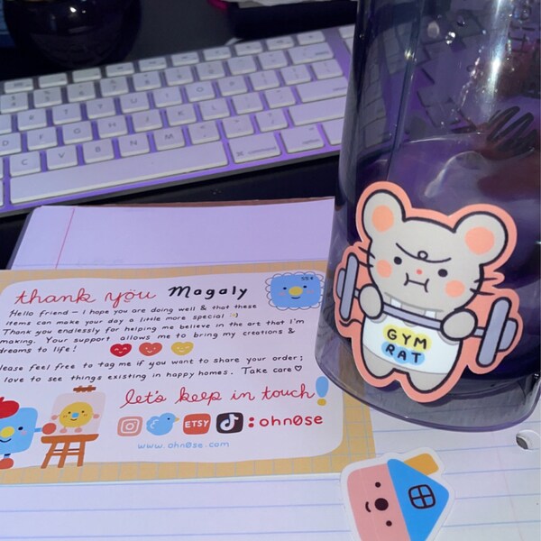 Little Apple the Gym Rat | Die Cut Sticker for Journal, Water Bottle ...