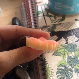 Tiny Denture Keychain baby Teeth - Etsy