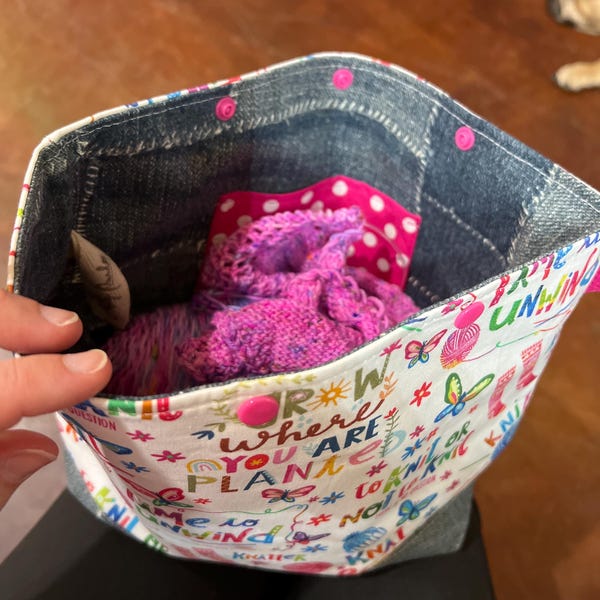 Smileys Knitting Project Bag, Crochet Zippered Pouch, Yarn Sock Tote - Etsy