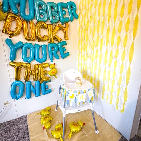 Rubber Ducky You're the One Letter Balloon Kit 1st Birthday Party ...