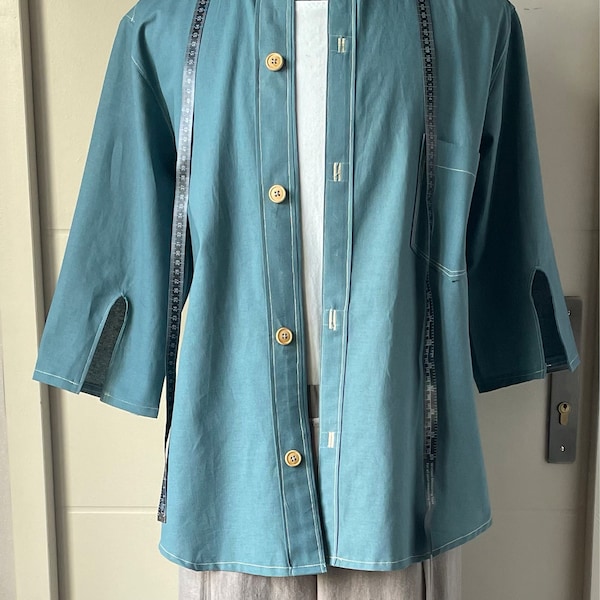 Men Mandarin Collar Shirt Sewing Pattern All Size Grading XS to XXXL in ...