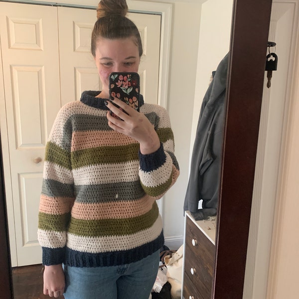 PDF Crochet Pattern for the Retro Stripes Sweater - Pullover - Megmade ...