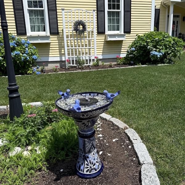 25" BIRDBATH Bird Bath Colorful Mexican Talavera Ceramic Handpainted ...