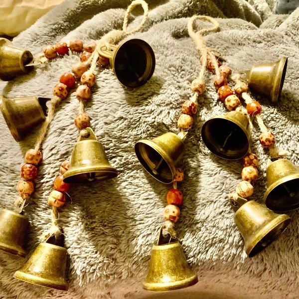 Protection Witch Bells, Doorknob Hanger, Celtic Door Bells, 6 Brass ...