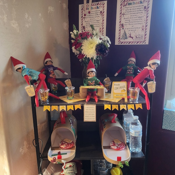 Printable Elf Lemonade Stand Props, Elf Lemonade Stall Props, Funny Elf ...